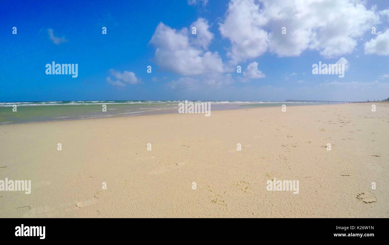 Beautiful beach scene background with wide golden sands, fisheye Stock ...