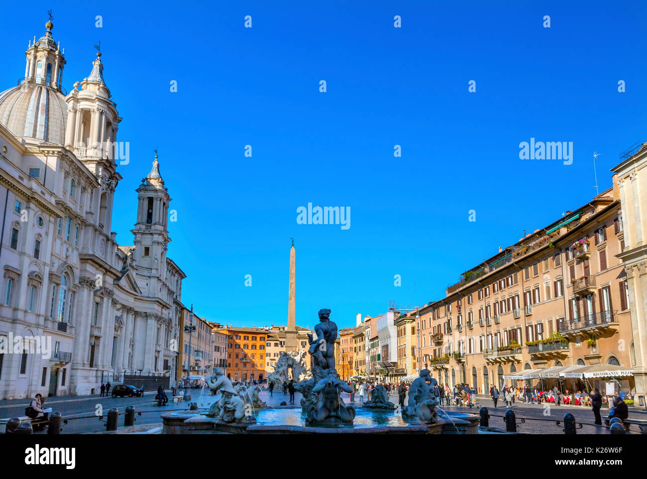 Saint Agnese In Agone Church Obelisk Piazza Navona Rome Italy. Piazza ...