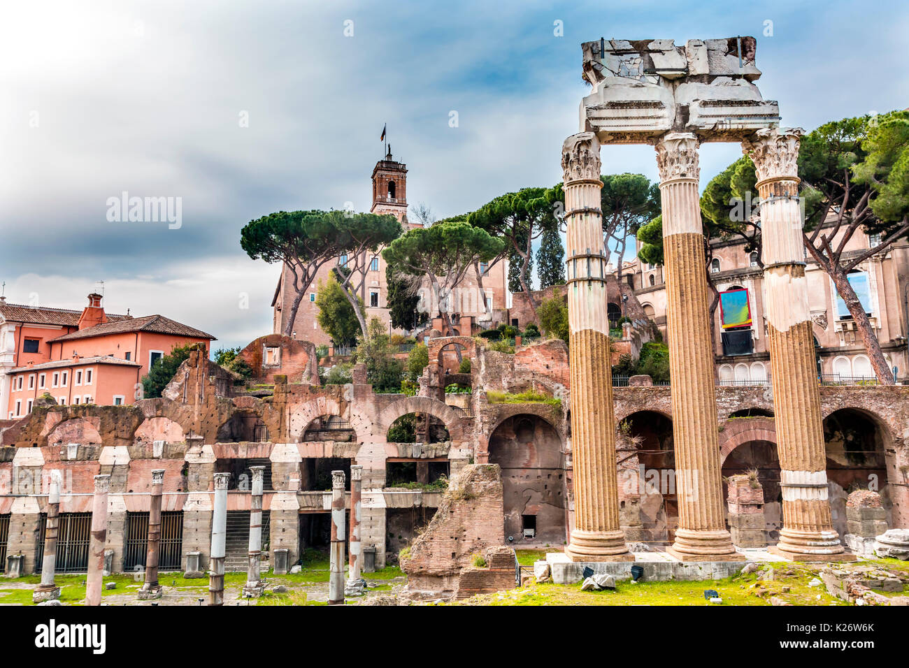 Temple of Vespasian and Titus Corinthian Columns Roman Forum Rome Italy ...
