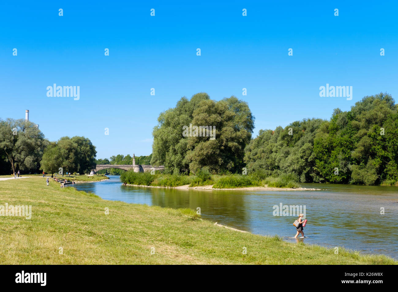 Wittelsbacher bridge, Weideninsel, Isar, Au district, Munich, Upper ...