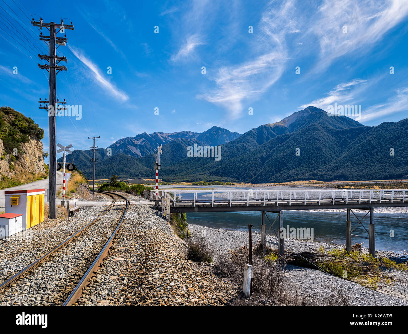 Tranz Alpine Railroad, Mt. Whitebridge, Waimakairi River, Arthur's Pass ...
