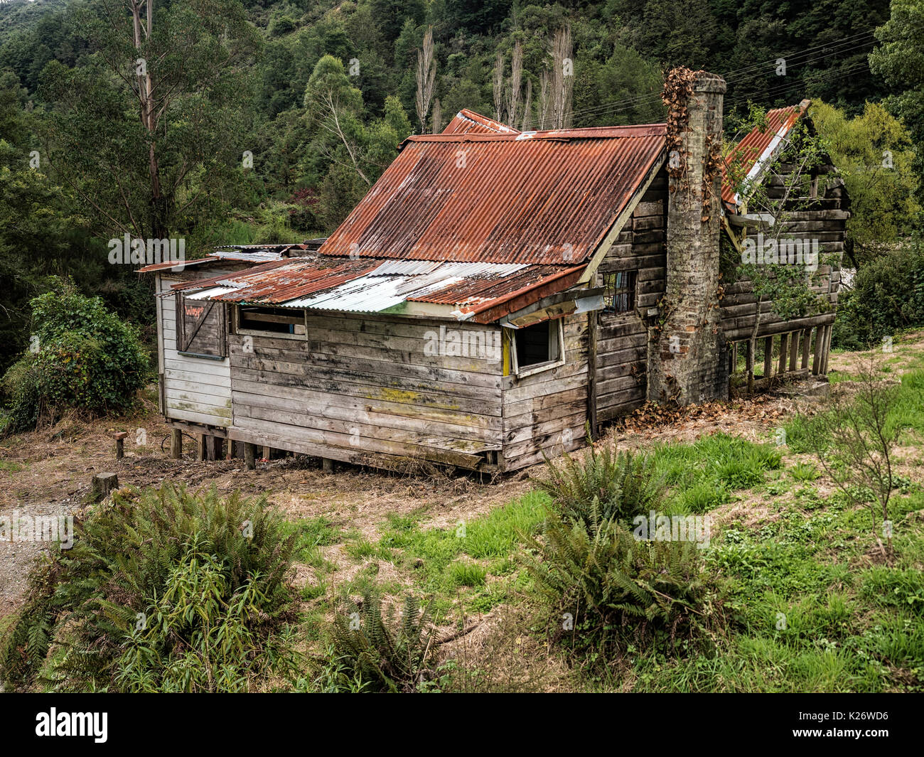 Decayed House, Lewis Pass Highway, Westcoast, South Island, New Zealand ...