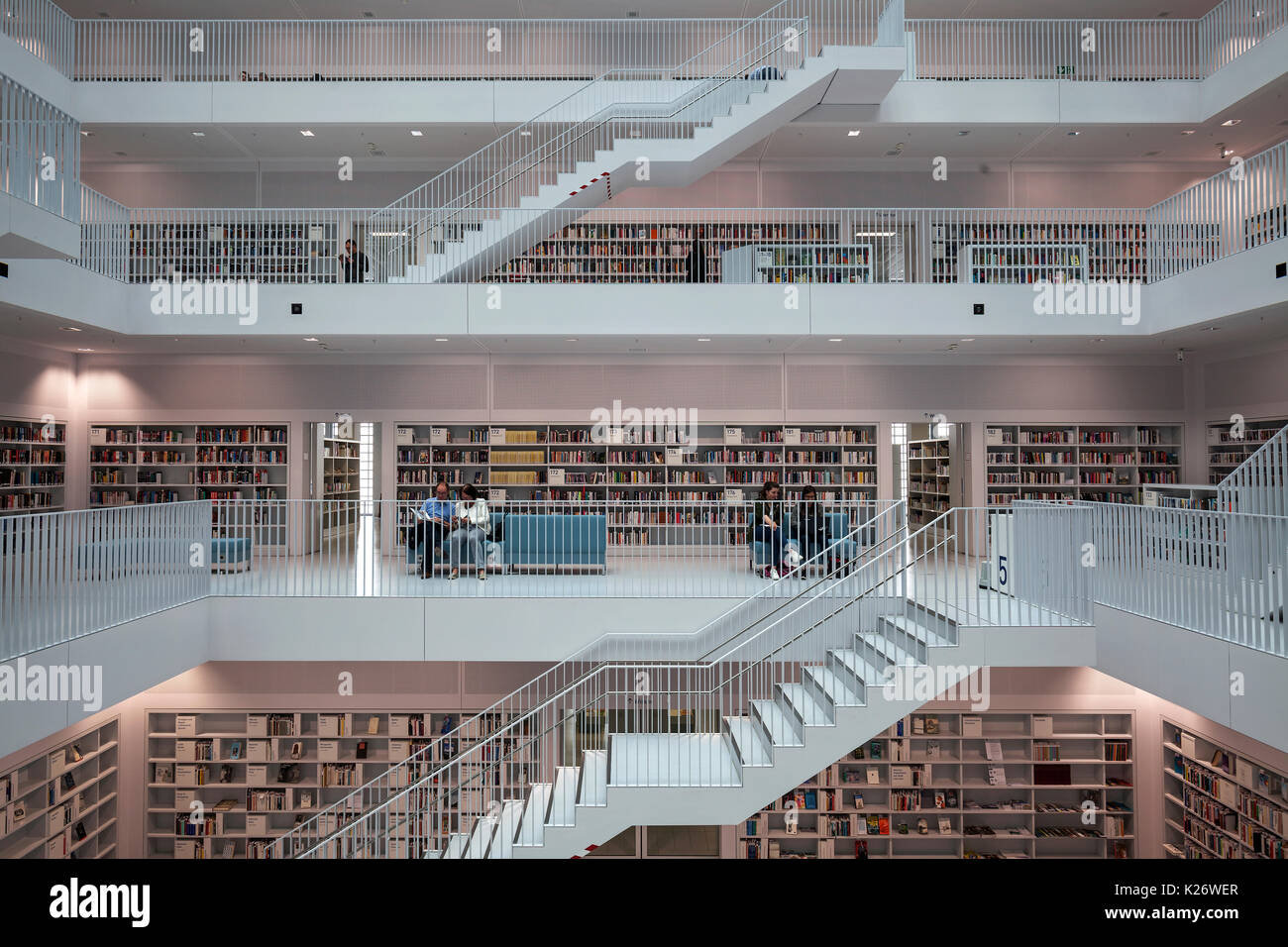 City Library, Interior, Stuttgart, Baden-Württemberg, Germany Stock ...