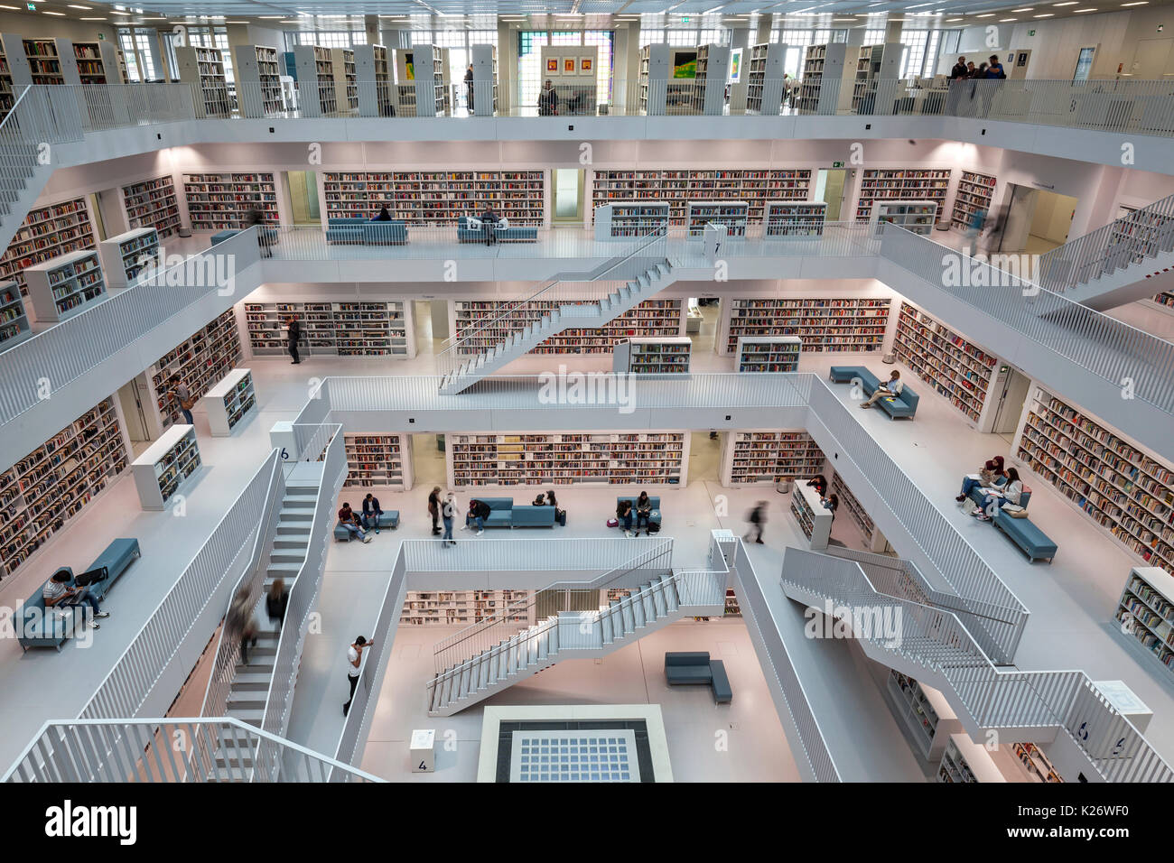 City Library, Interior, Stuttgart, Baden-Württemberg, Germany Stock ...