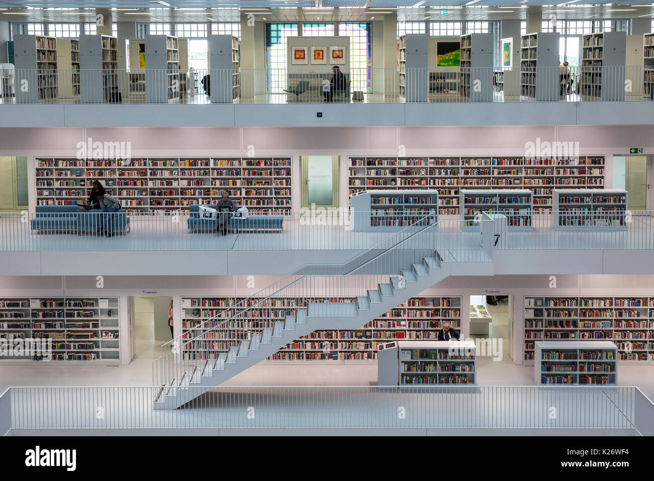 City Library, Interior, Stuttgart, Baden-Württemberg, Germany Stock ...