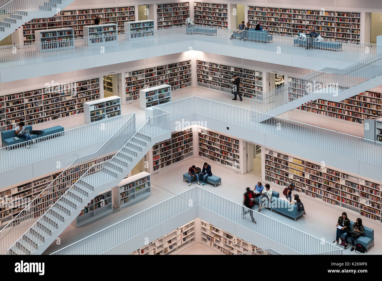 City Library, Interior, Stuttgart, Baden-Württemberg, Germany Stock ...