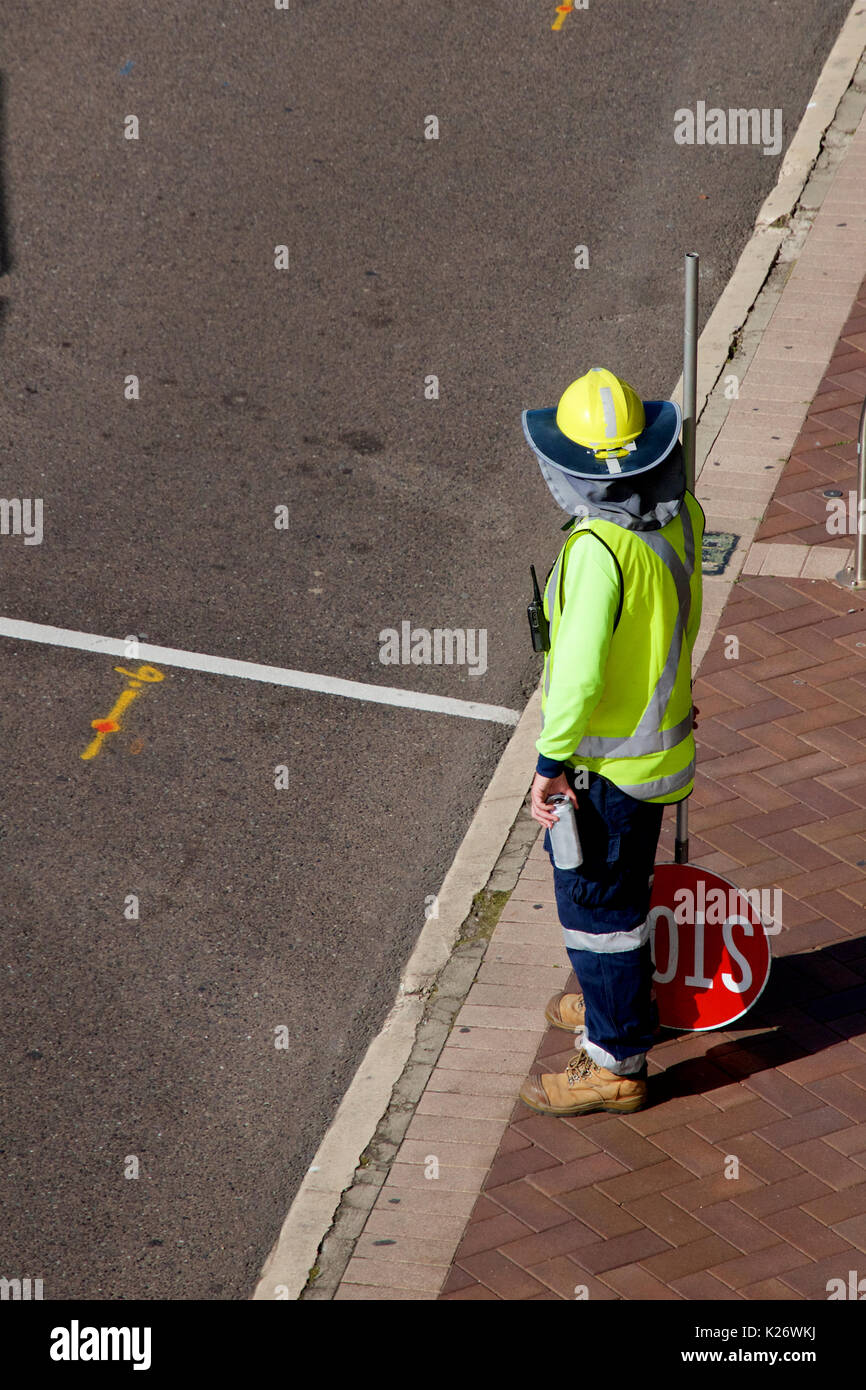 Traffic controller on a street in Newcastle, NSW, Australia Stock Photo ...