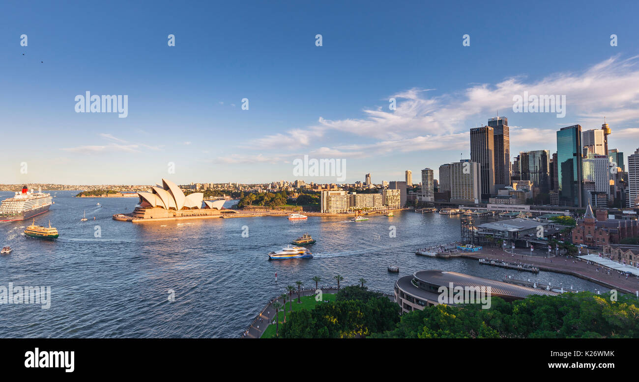 Sunset, Circular Quay and The Rocks, Skyline with Sydney Opera House ...