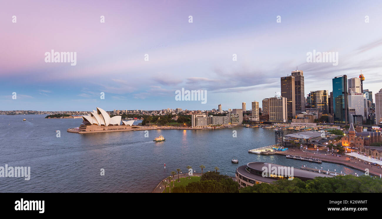 Sunset, Circular Quay and The Rocks, Skyline with Sydney Opera House ...