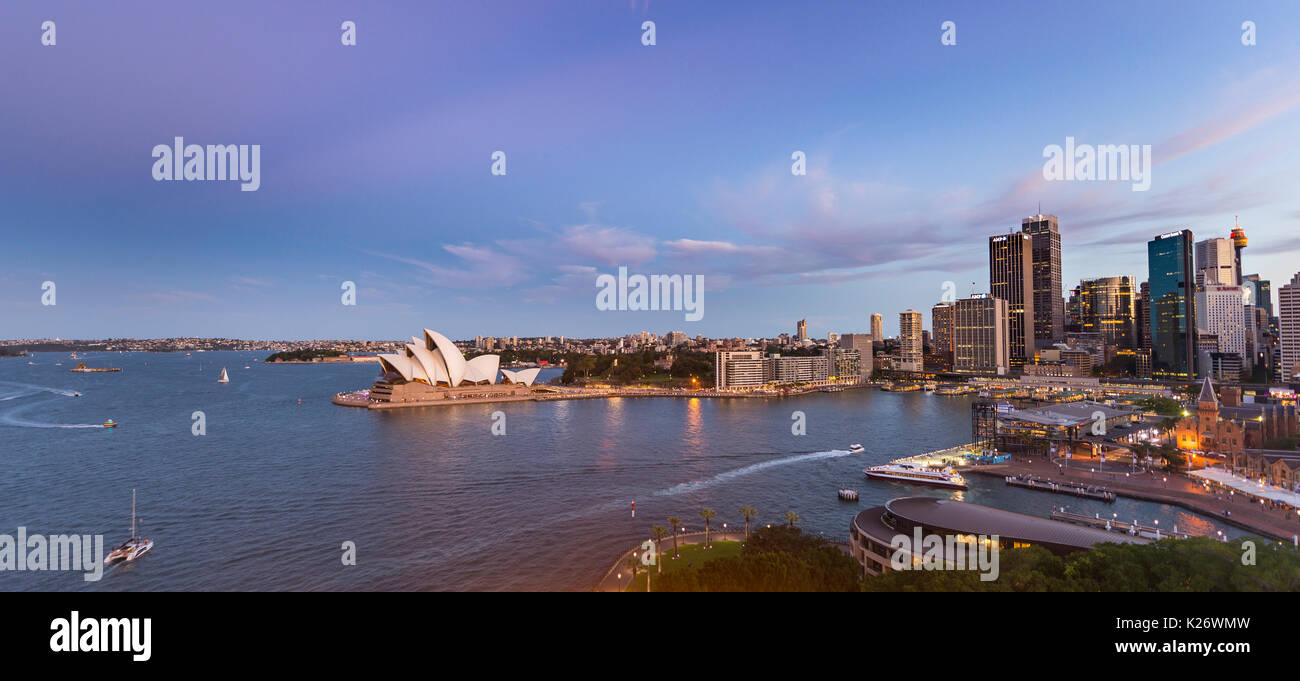 Sunset, Circular Quay and The Rocks, Skyline with Sydney Opera House ...