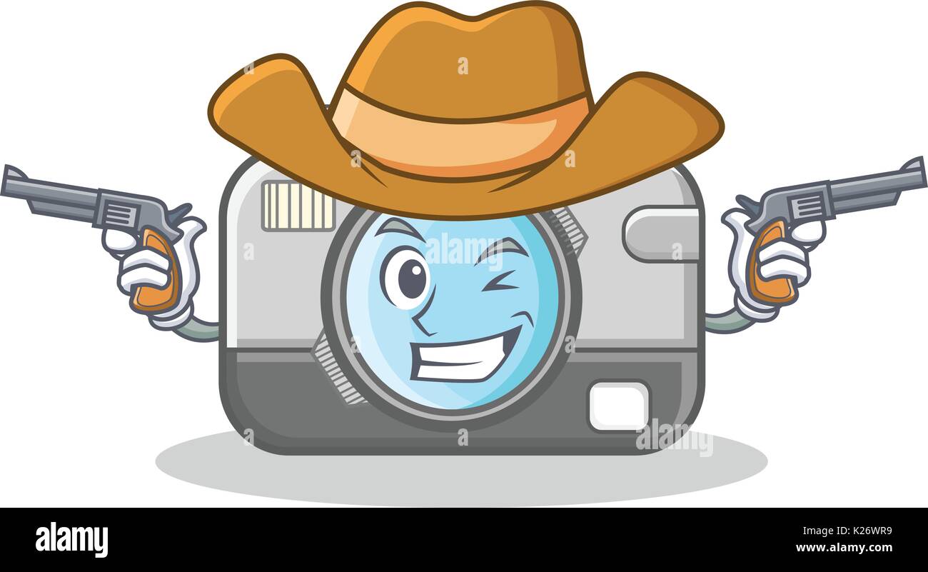 Cowboy photo camera character cartoon Stock Vector Image & Art - Alamy