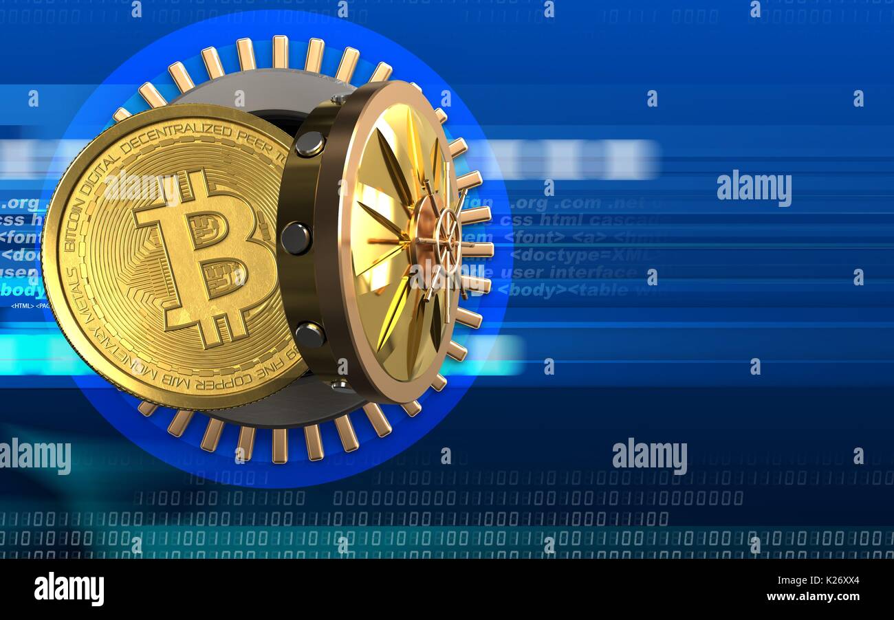 3d illustration of bitcoin storage over cyber background Stock Photo ...