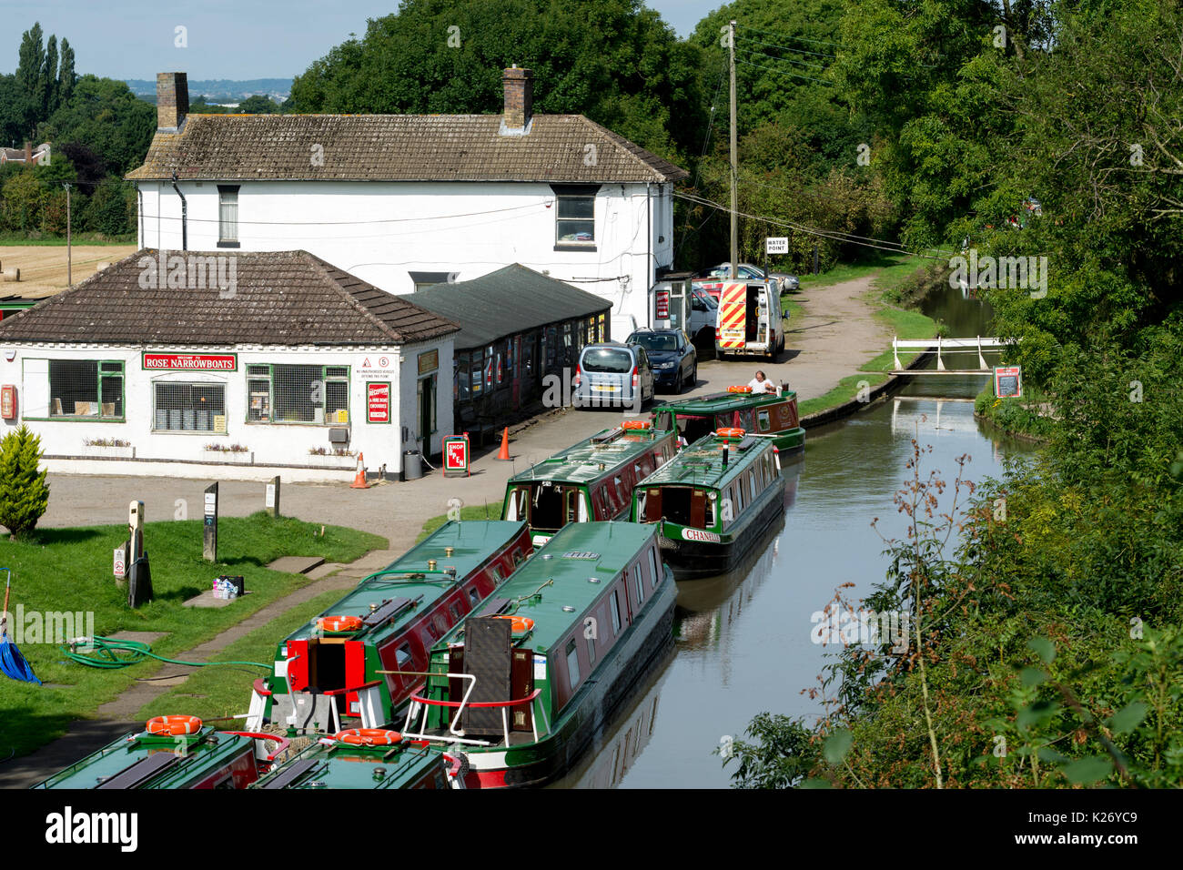 Rose Narrowboats at Stretton Stop, Oxford Canal, Warwickshire, UK Stock ...