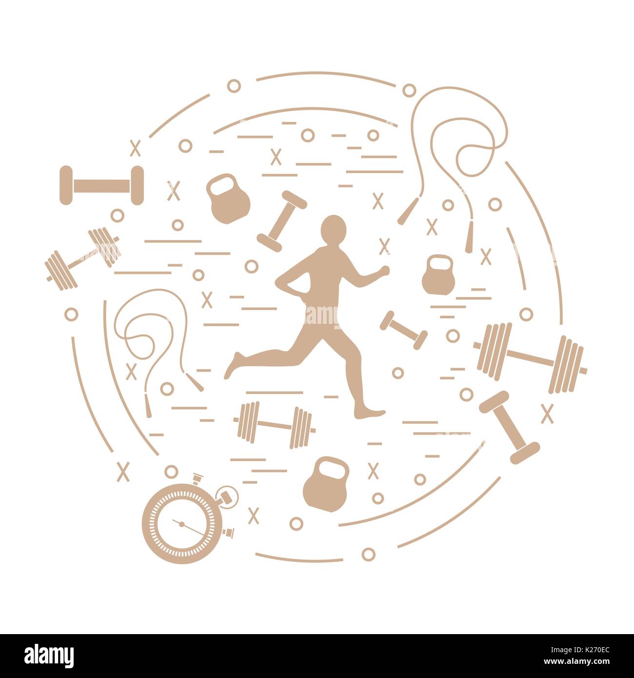 Sports equipment barbells in gym Stock Vector Images - Alamy