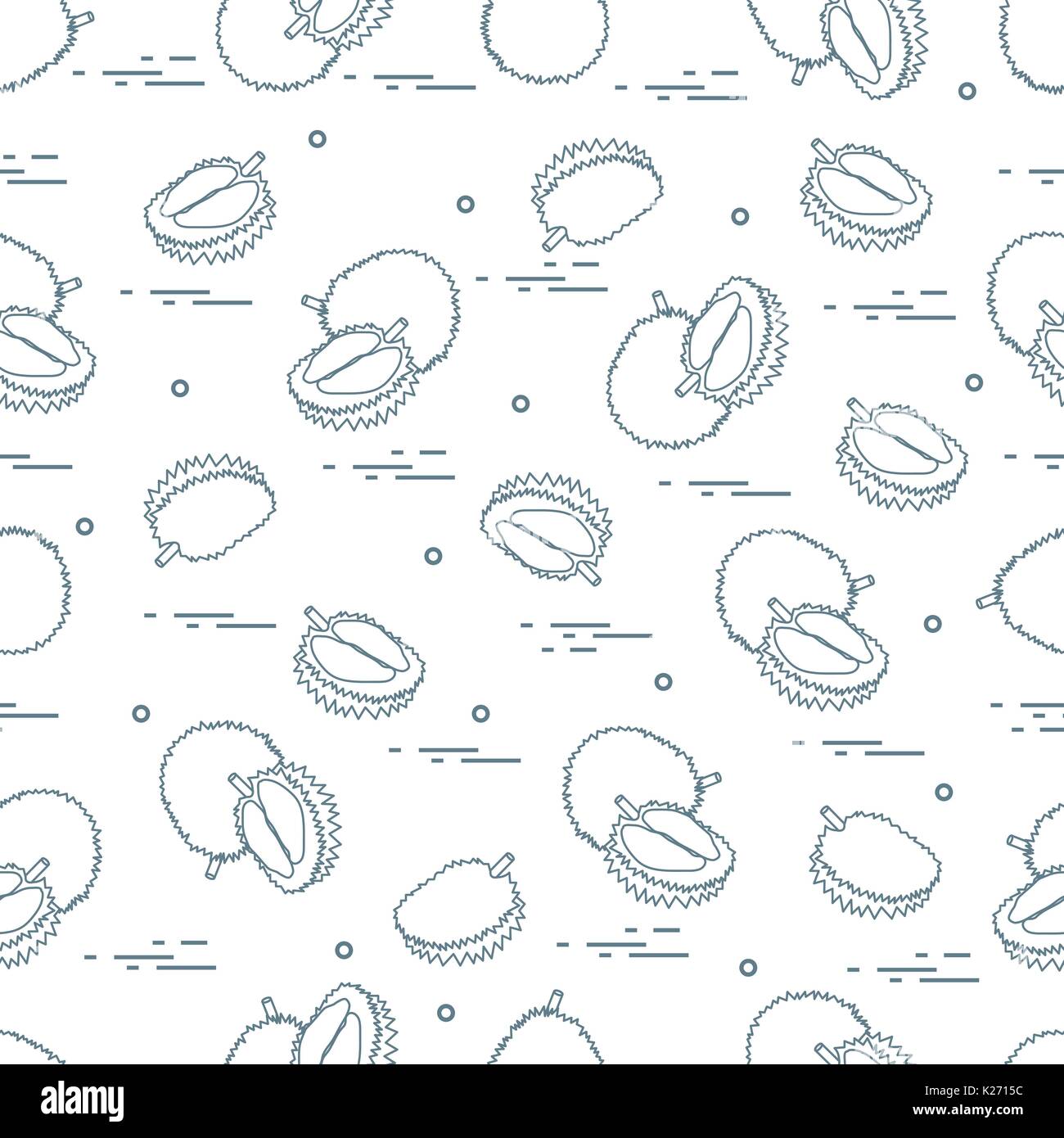 Cute seamless pattern with exotic fruits durian.Thailand theme. Design ...