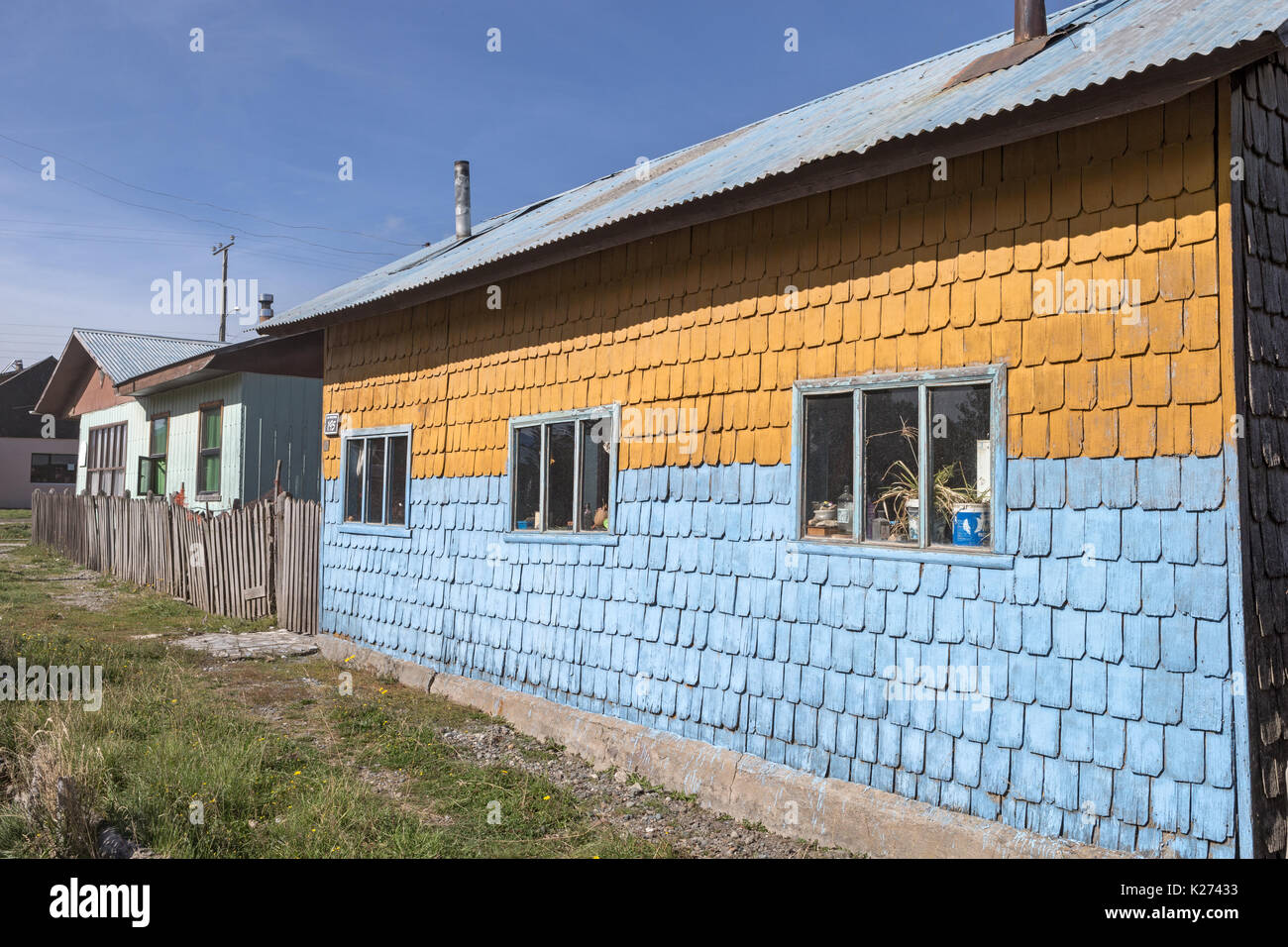 Wooden Buildings Puerto Rio Tranquilo Patagonia Chile Stock Photo - Alamy