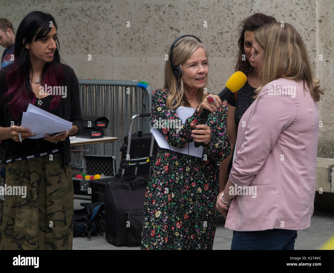 Joanne Goode presenting The Barking Hour outside the BBC building ...