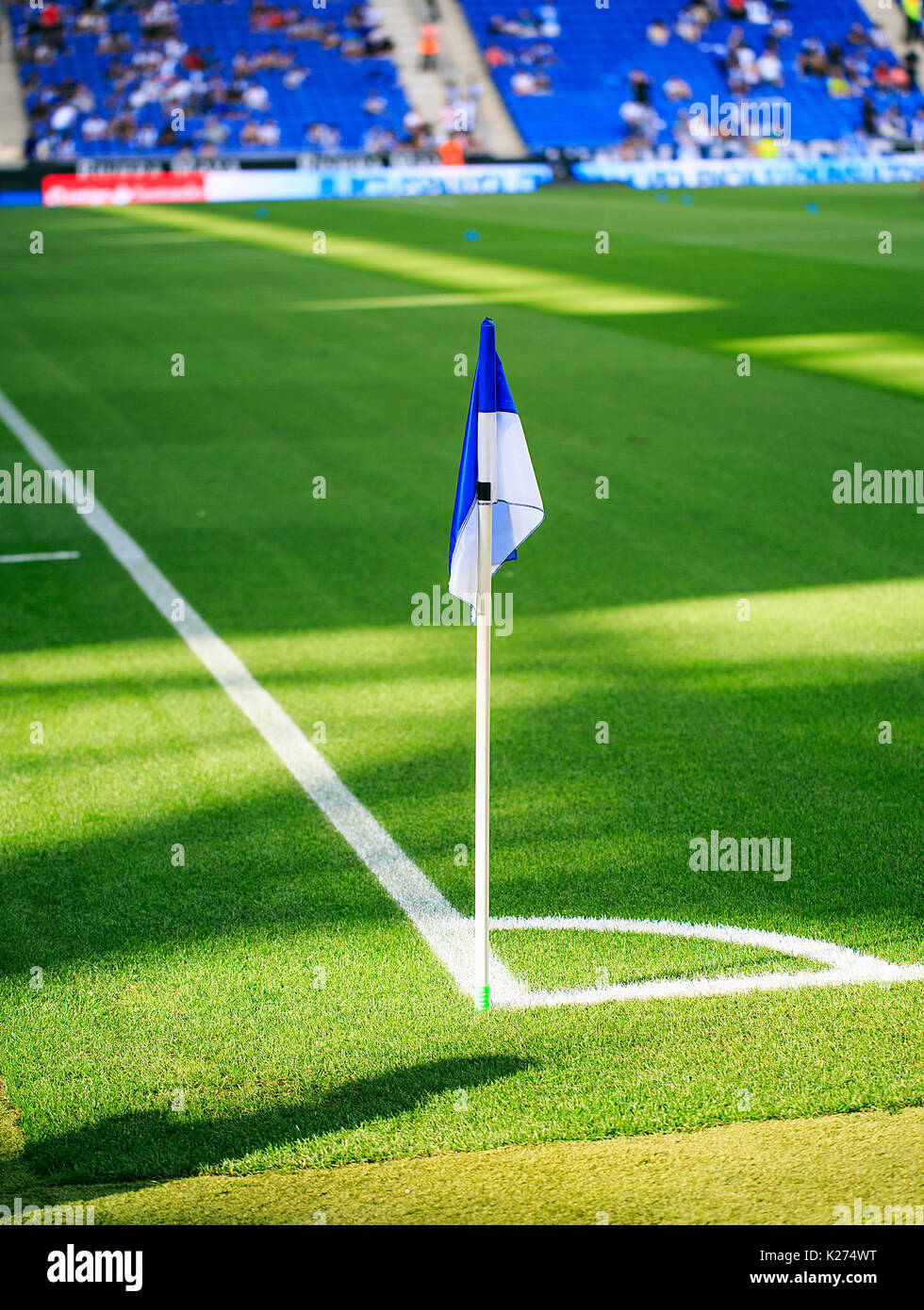 Corner flag in a spanish stadium Stock Photo - Alamy