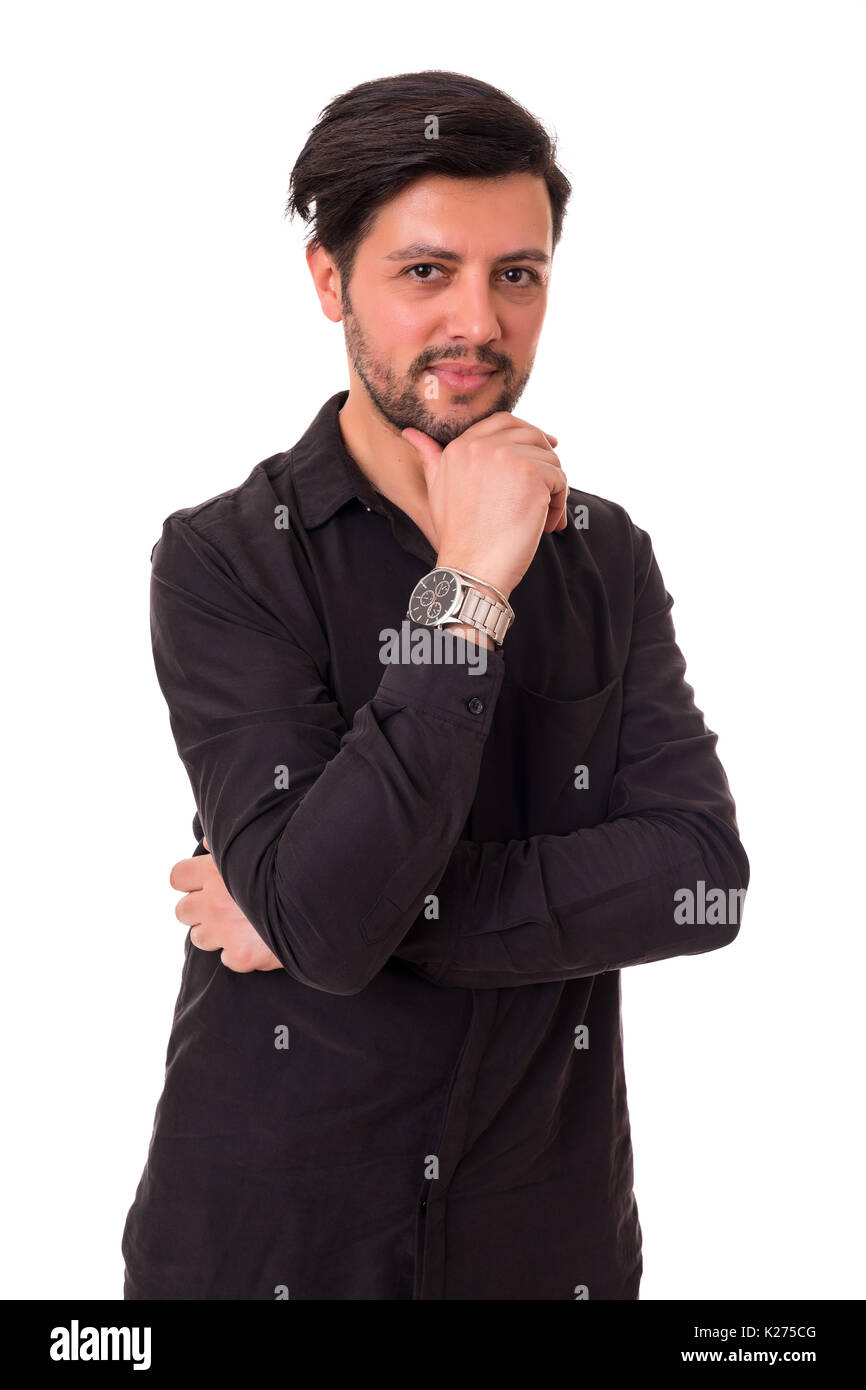 Studio picture of a young and handsome man posing isolated Stock Photo ...