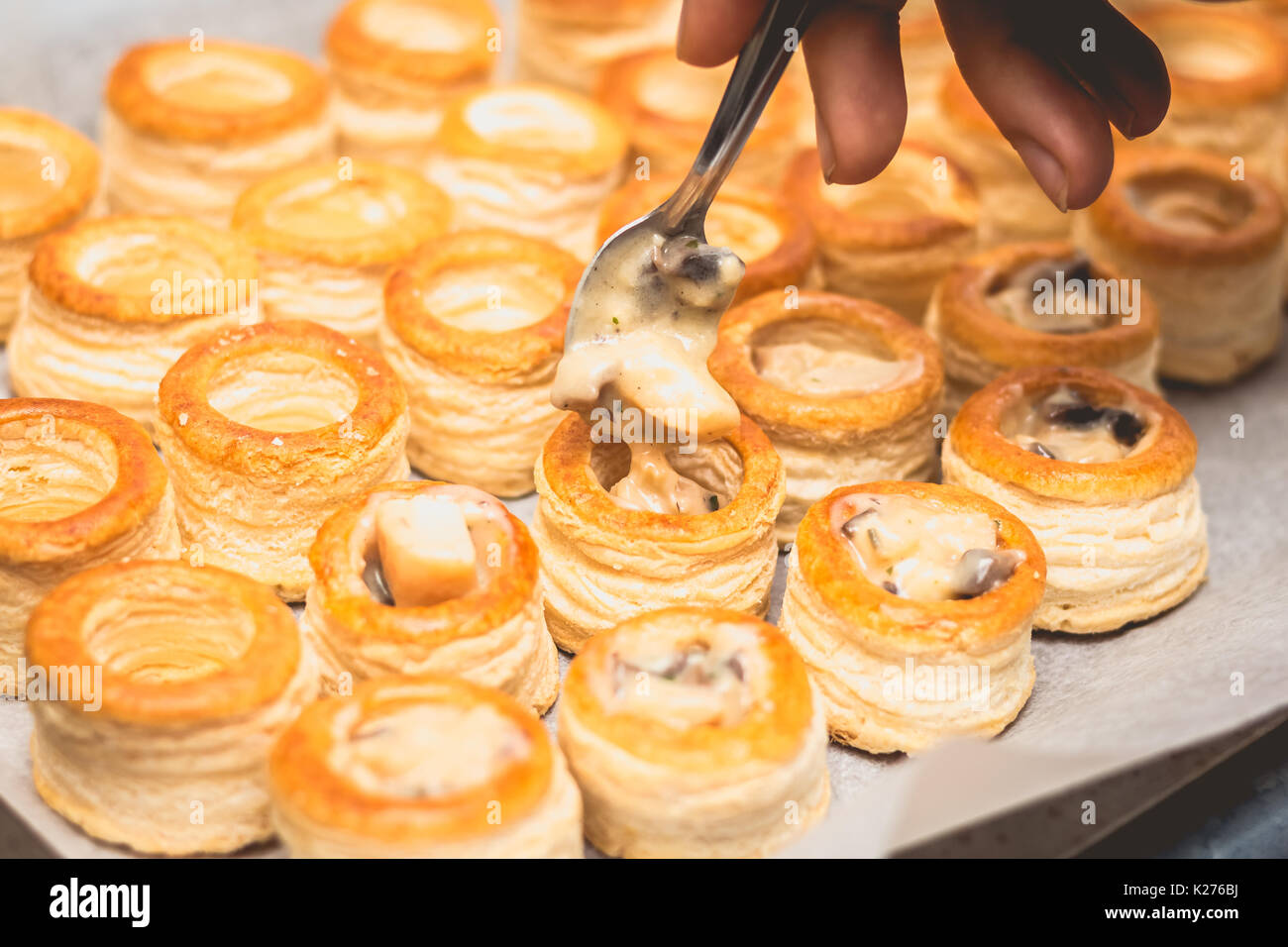 cook prepares smalls french Puff Pastry Shell Stock Photo - Alamy