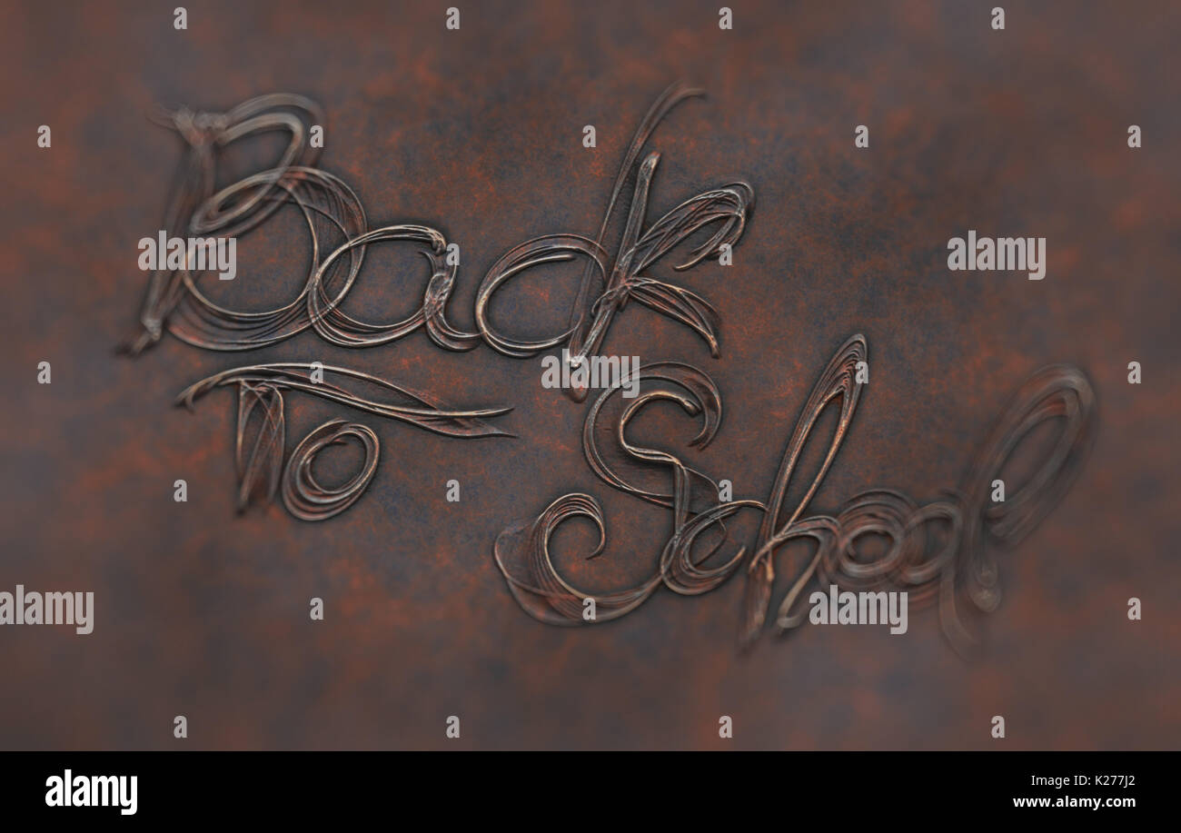 Back to school words lettering on corroded brass metal background Stock ...