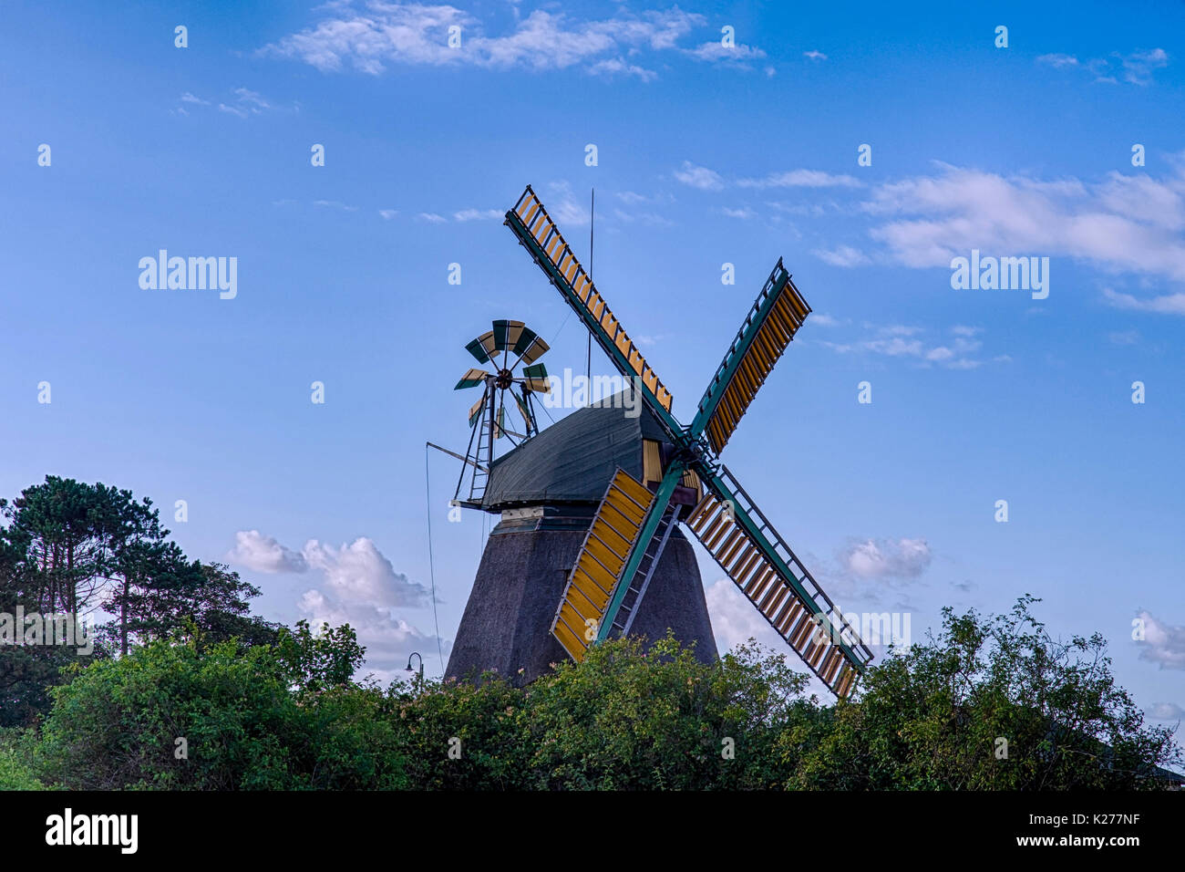 Old historical windmill in Nebel on the North Frisian island Amrum ...
