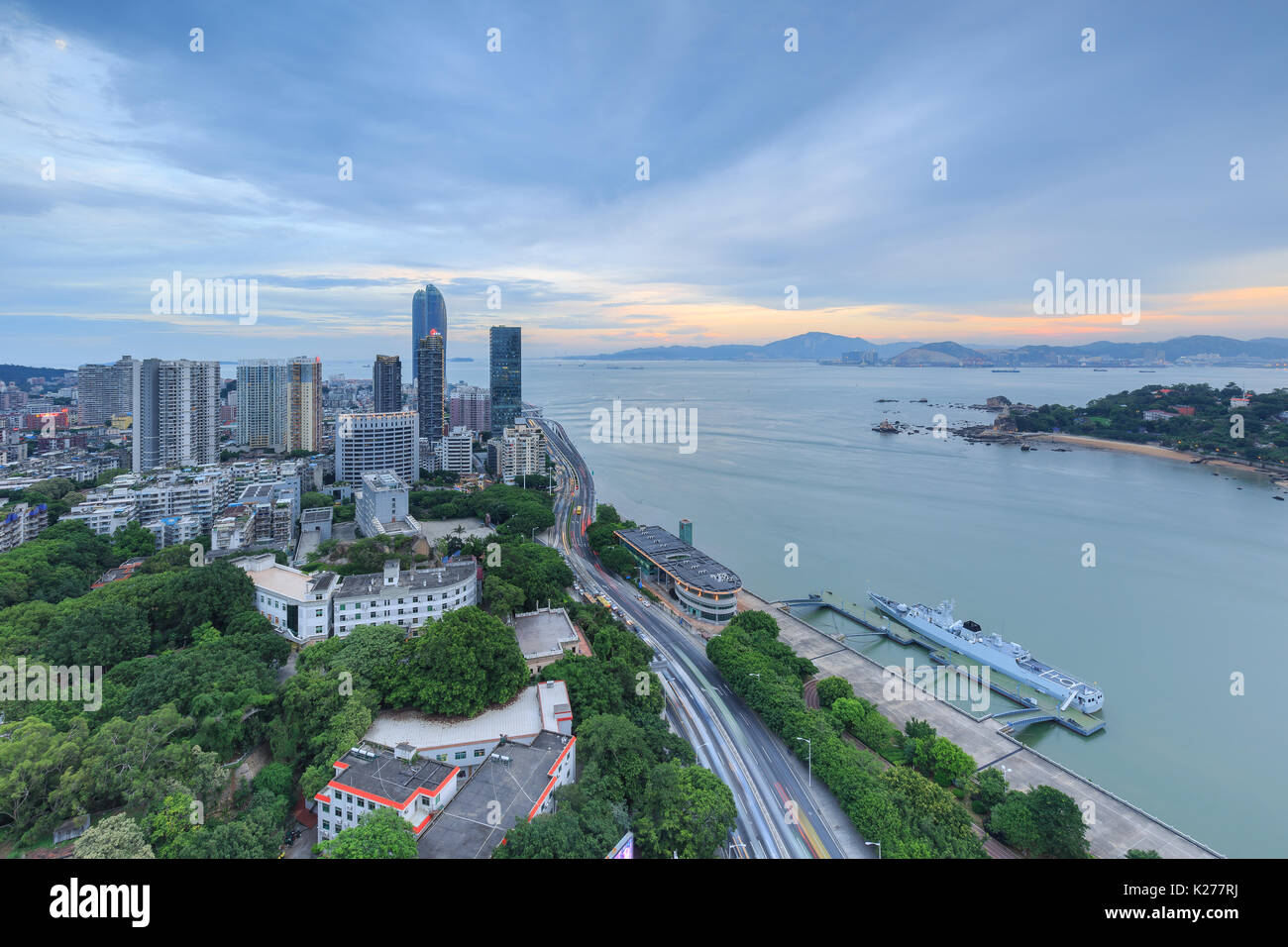 Xiamen Gulangyu Island And Lujiang Road And Shimao Strait Building ...