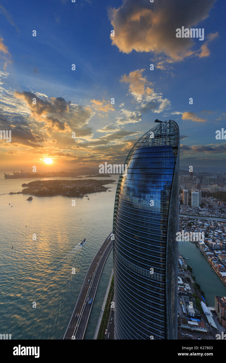 Xiamen Shimao Strait Building Petronas Twin Towers Scene Stock Photo ...