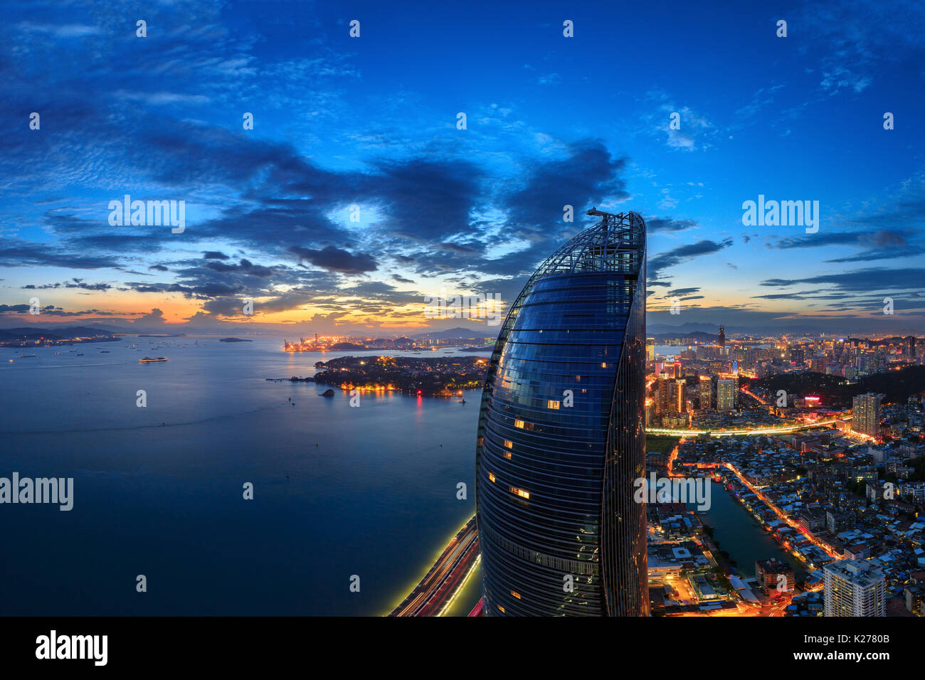 Xiamen Shimao Strait Building Petronas Twin Towers Scene Stock Photo ...