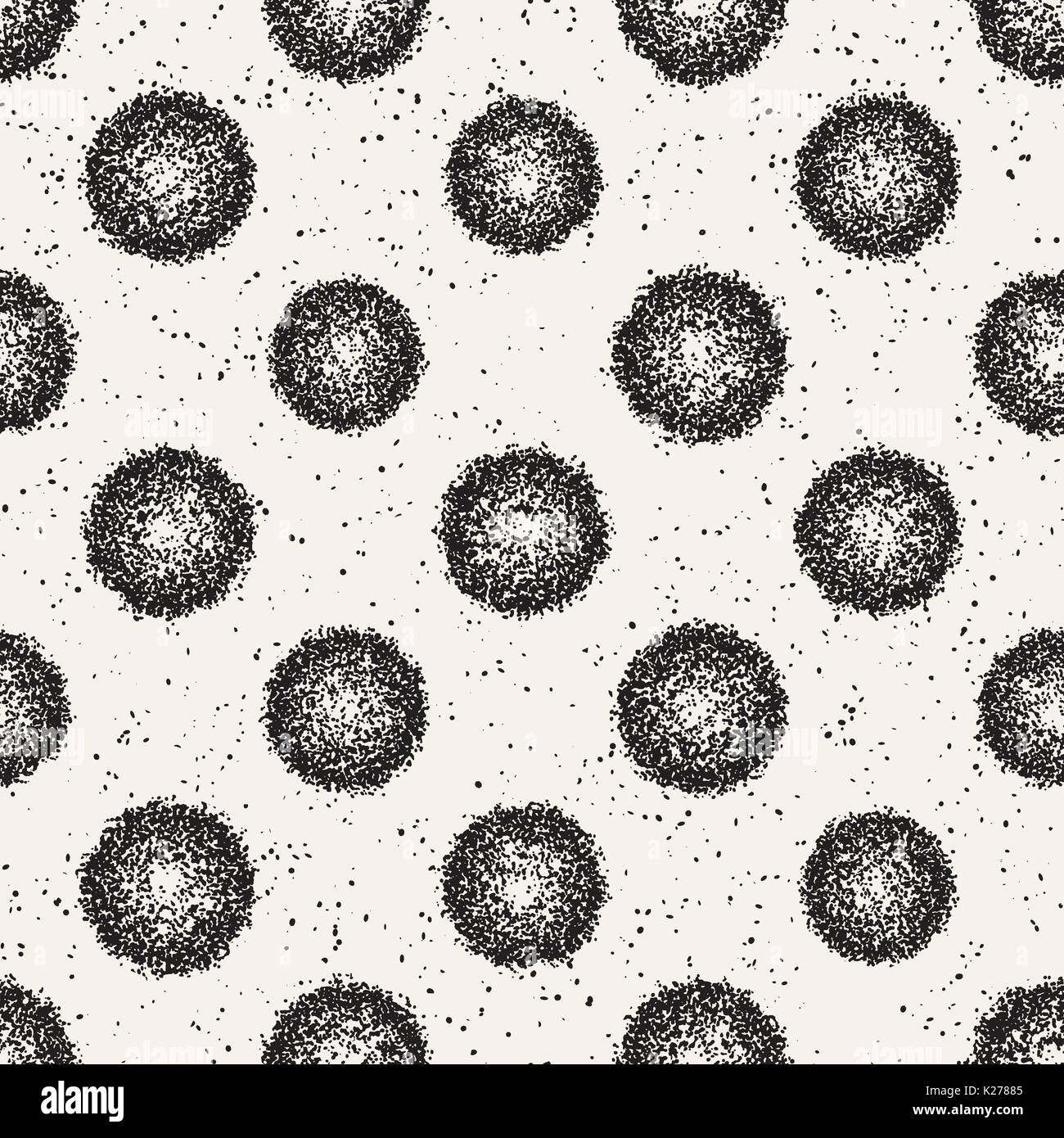 Grungy vector pattern with scattered circle shapes. Seamless texture ...