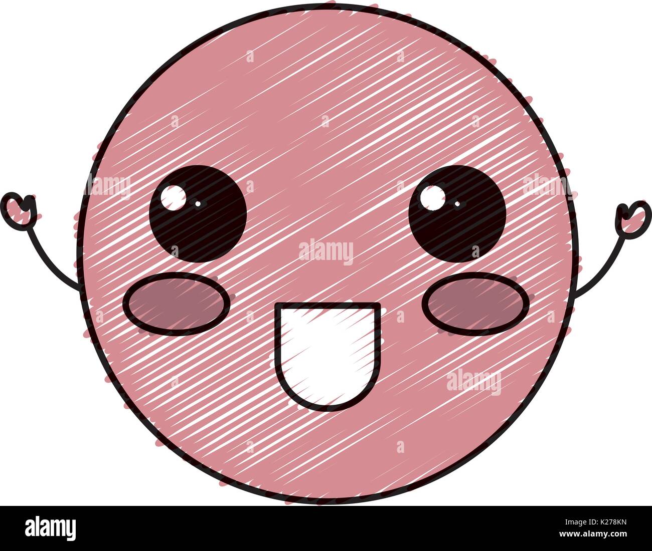 kawaii circle face emoticon character vector illustration design Stock ...