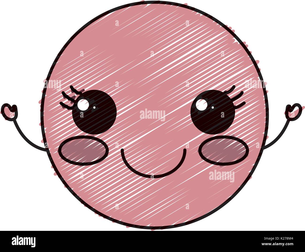 kawaii circle face emoticon character vector illustration design Stock ...