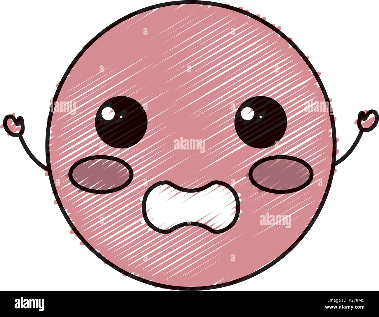 kawaii circle face emoticon character vector illustration design Stock ...