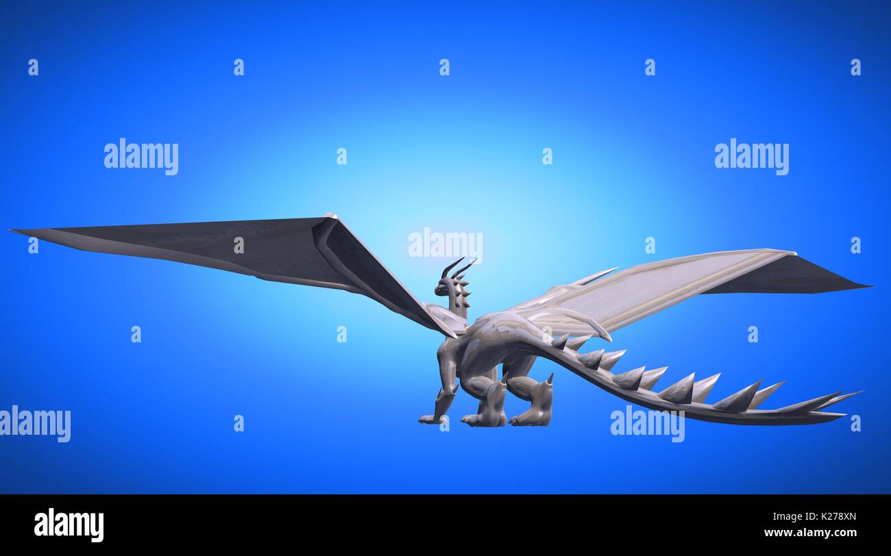 3d rendering of a scary big flying dragon with large wings Stock Photo ...