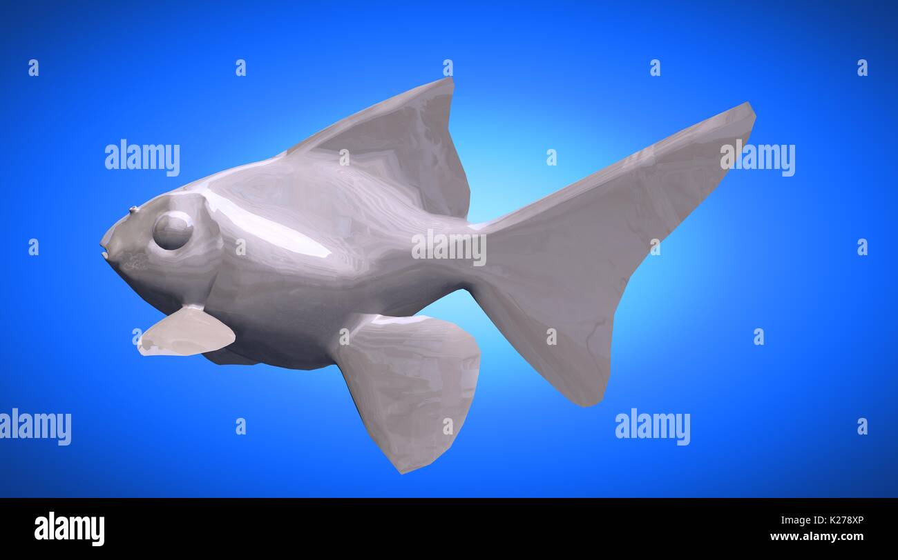 3d rendering of a reflective fish shape swimming with fins Stock Photo ...