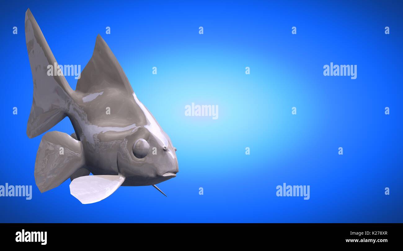 3d rendering of a reflective fish shape swimming with fins Stock Photo ...