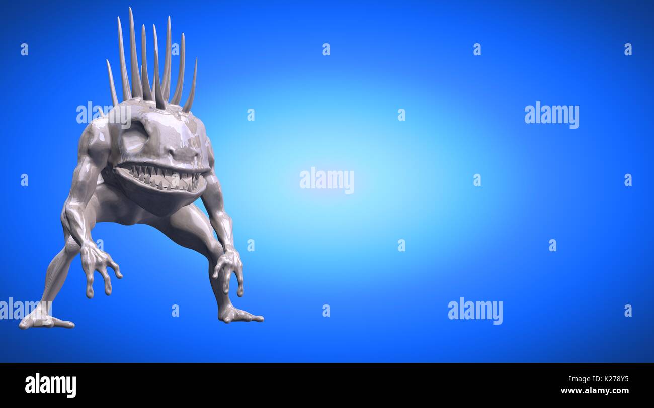 3d rendering of a reflectivemonster shape with scary spikes Stock Photo ...