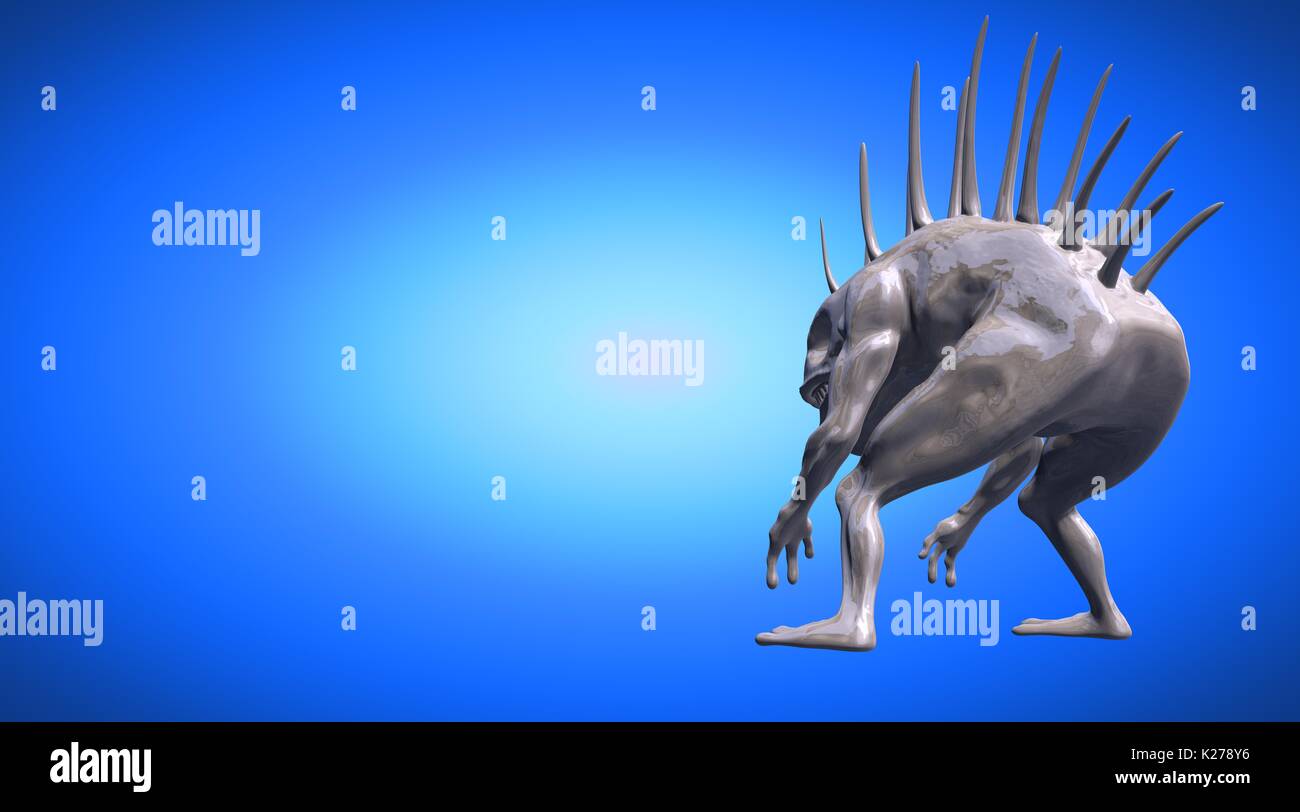3d rendering of a reflectivemonster shape with scary spikes Stock Photo ...
