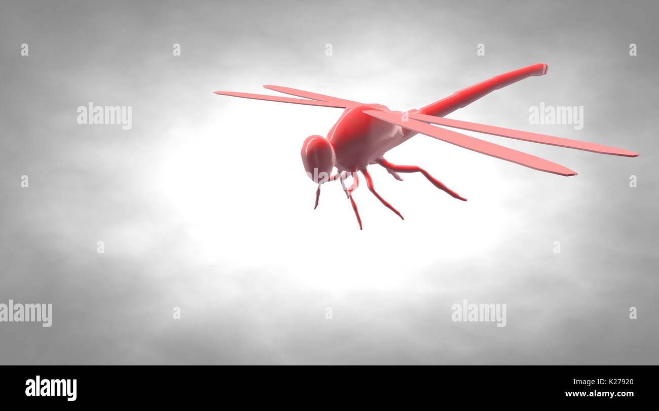 3d rendering of a reflective dragonfly insect flying in the air Stock ...