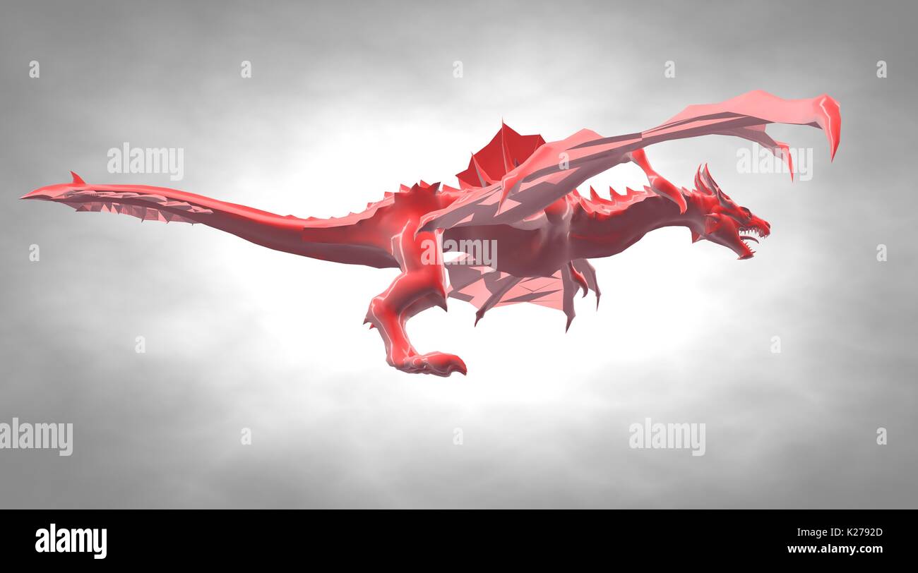 3d rendering of a scary big flying dragon with large wings Stock Photo ...