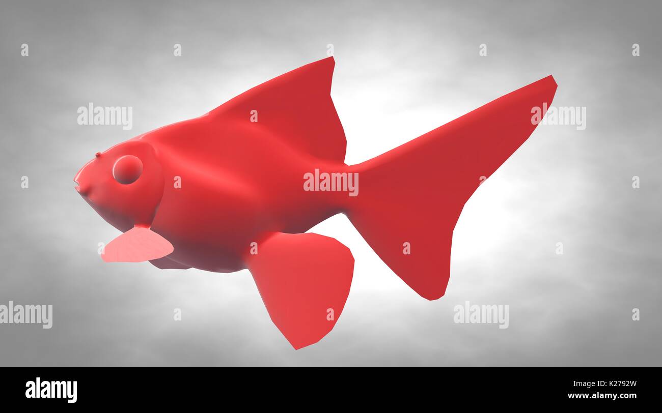 3d rendering of a reflective fish shape swimming with fins Stock Photo ...