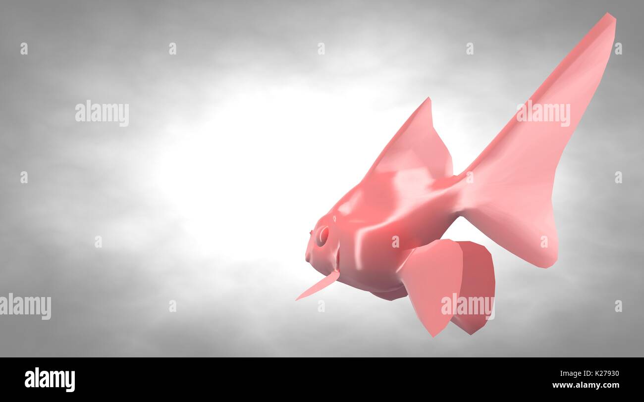 3d rendering of a reflective fish shape swimming with fins Stock Photo ...