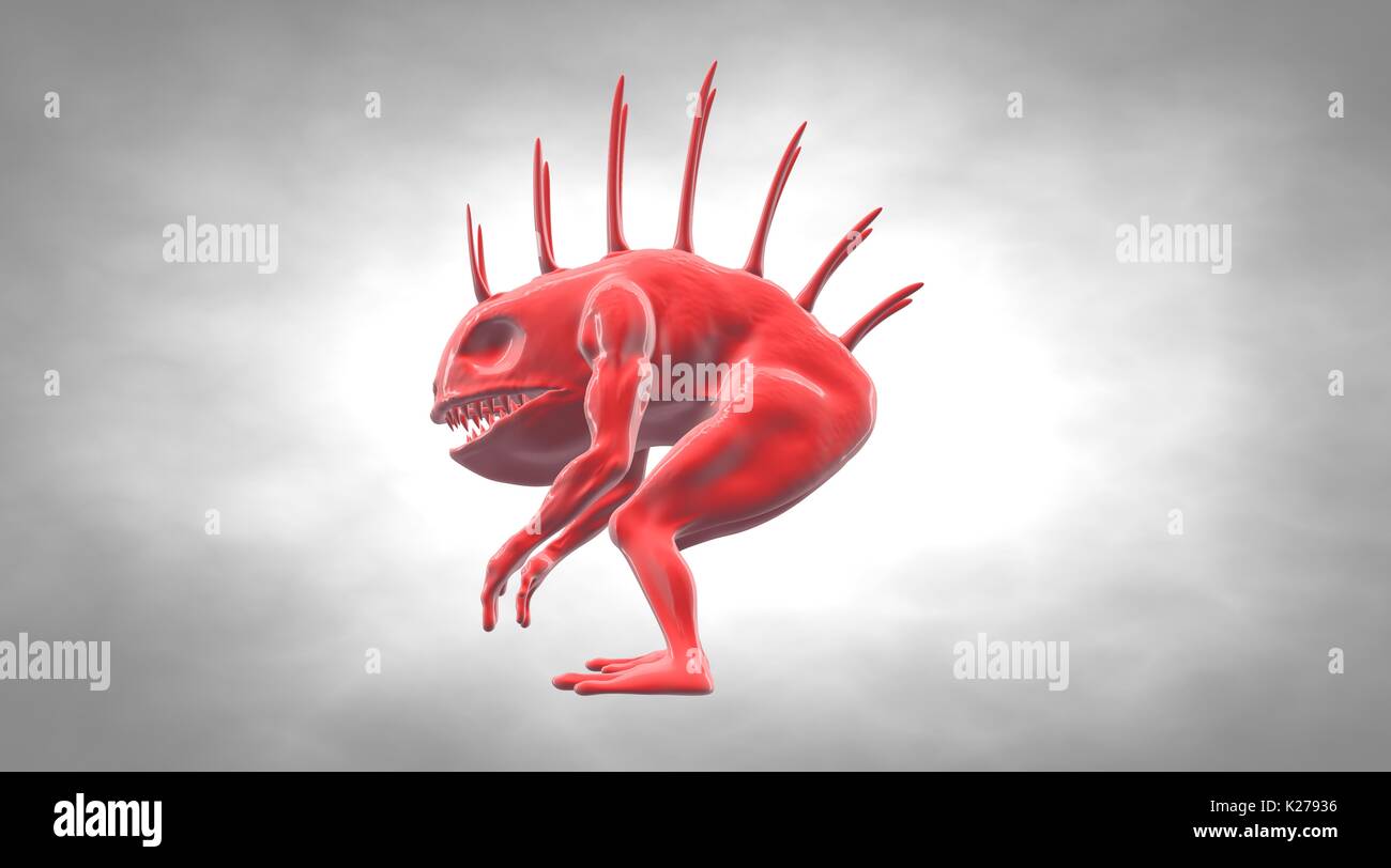 3d rendering of a reflectivemonster shape with scary spikes Stock Photo ...