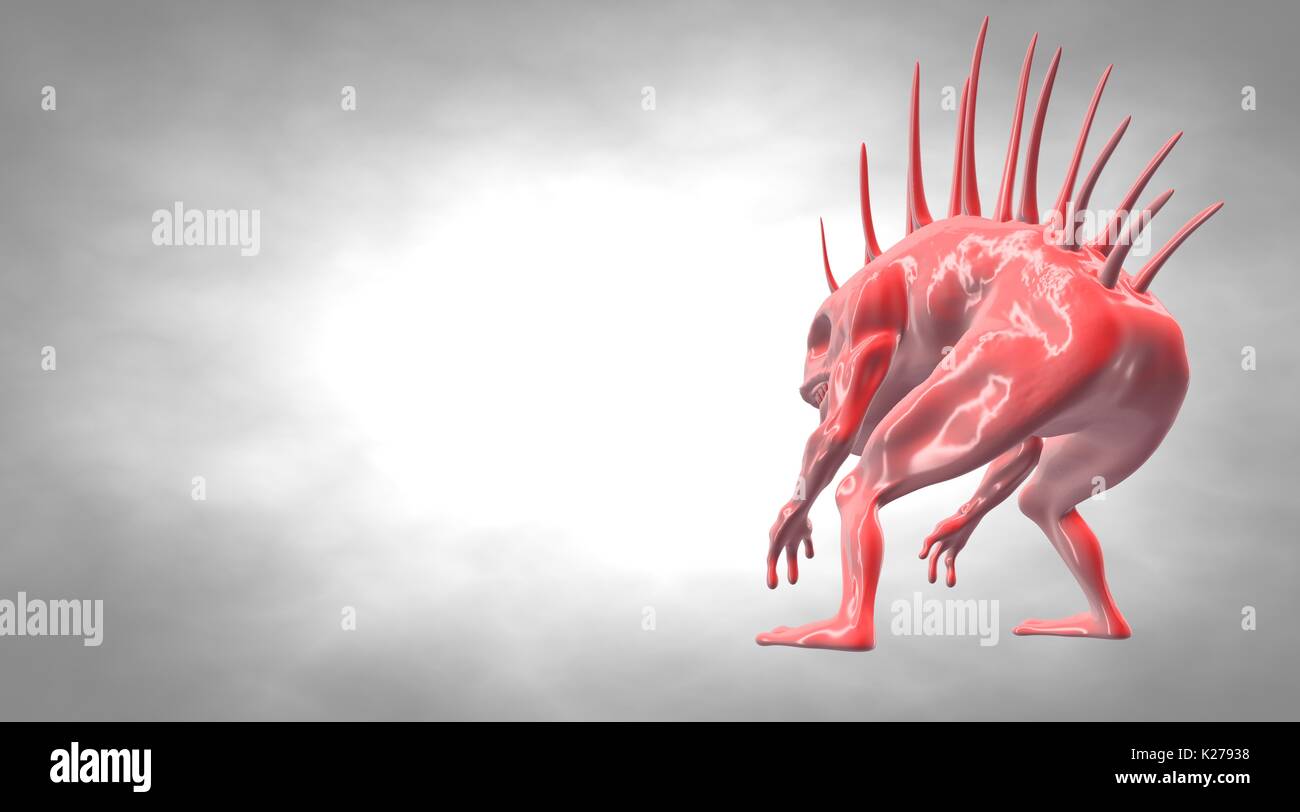 3d rendering of a reflectivemonster shape with scary spikes Stock Photo ...