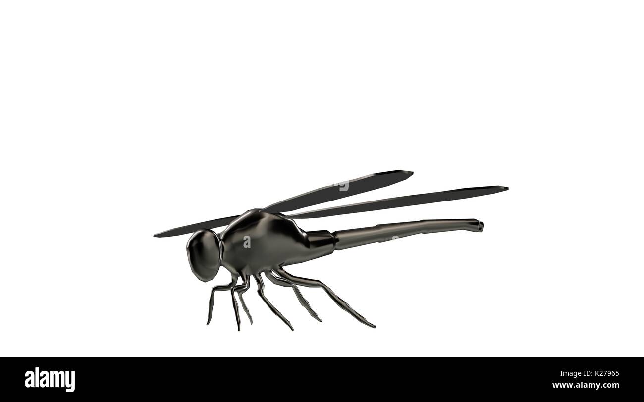 3d rendering of a reflective dragonfly insect flying in the air Stock ...