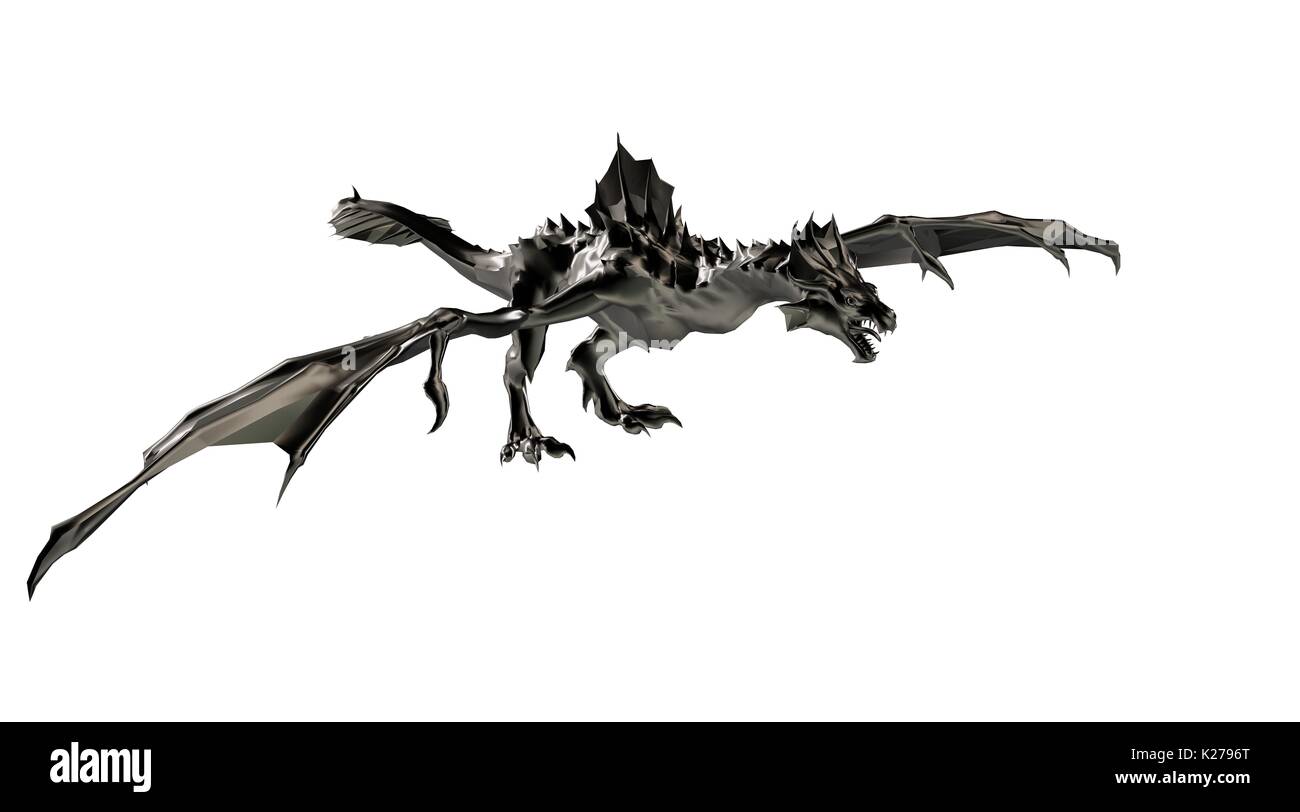 3d rendering of a scary big flying dragon with large wings Stock Photo ...