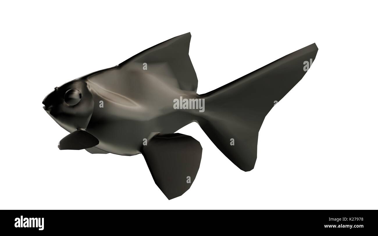 3d rendering of a reflective fish shape swimming with fins Stock Photo ...