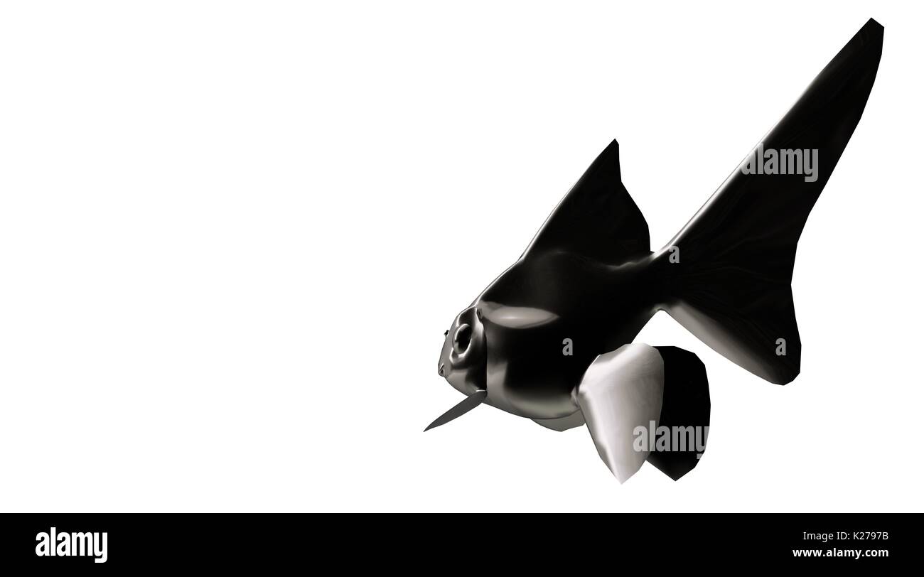 3d rendering of a reflective fish shape swimming with fins Stock Photo ...