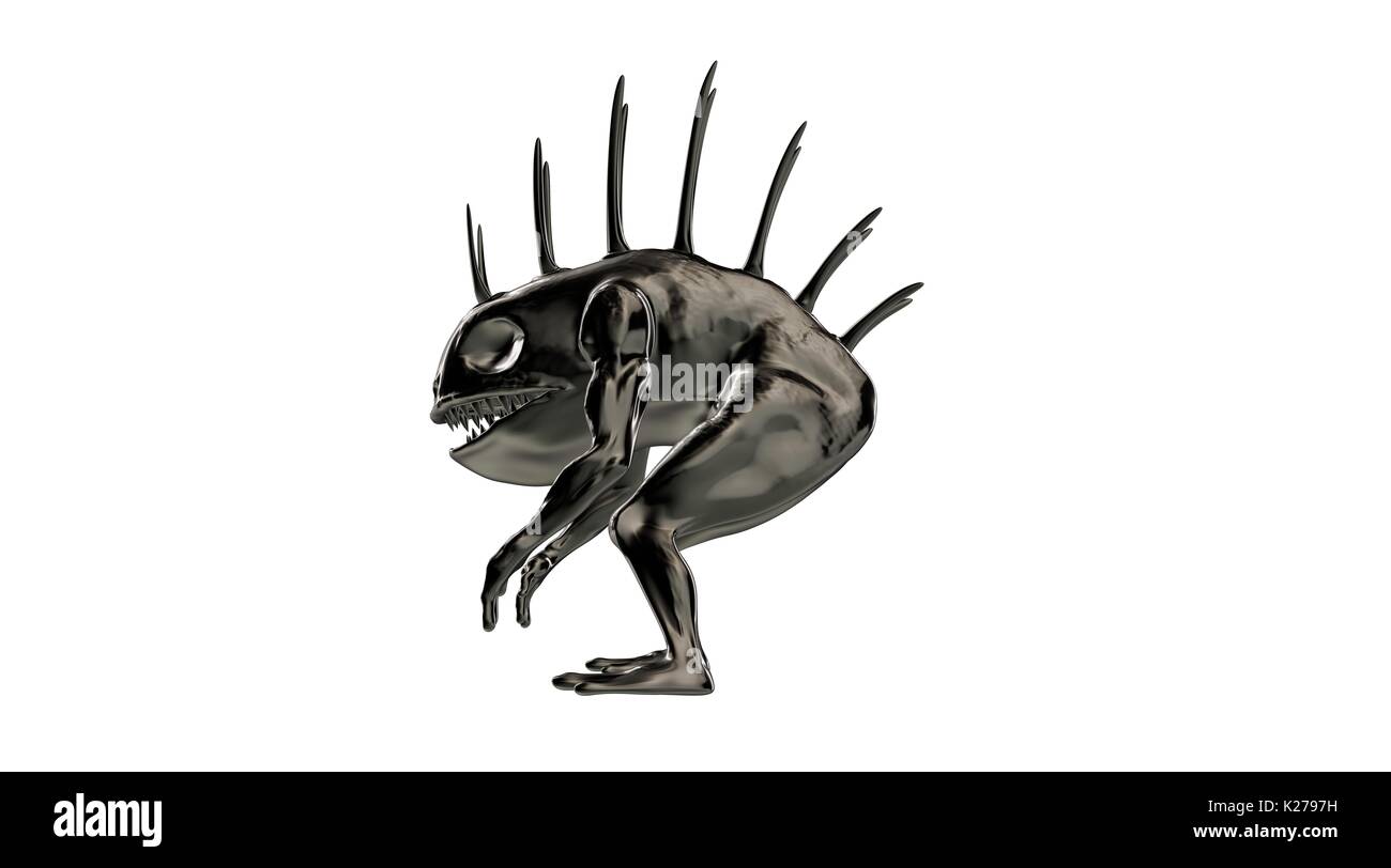 3d rendering of a reflectivemonster shape with scary spikes Stock Photo ...