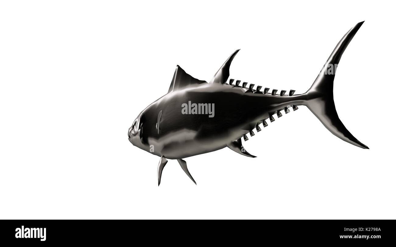 3d rendering of a reflective fish shape swimming with fins Stock Photo ...